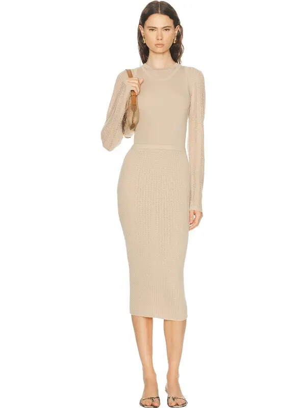 Acne Studios Kred Thin Rib Dress - Beige