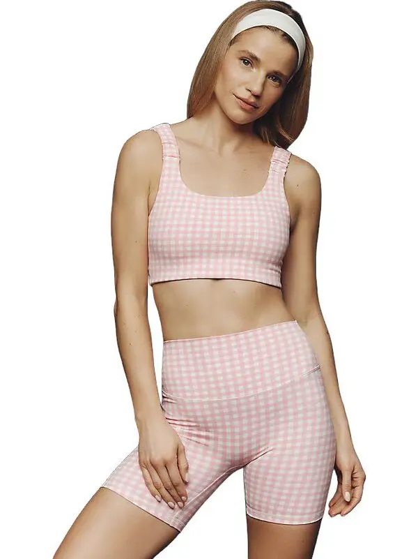 Astoria Activewear Luxe Balance Gingham Bike Shorts - Pink Gingham