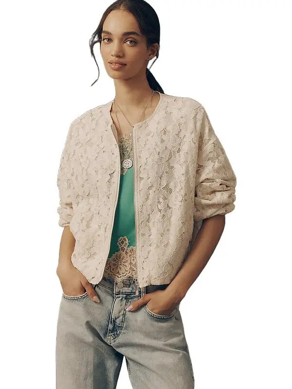 Sanctuary Leila Lace Bomber Jacket - Collagen