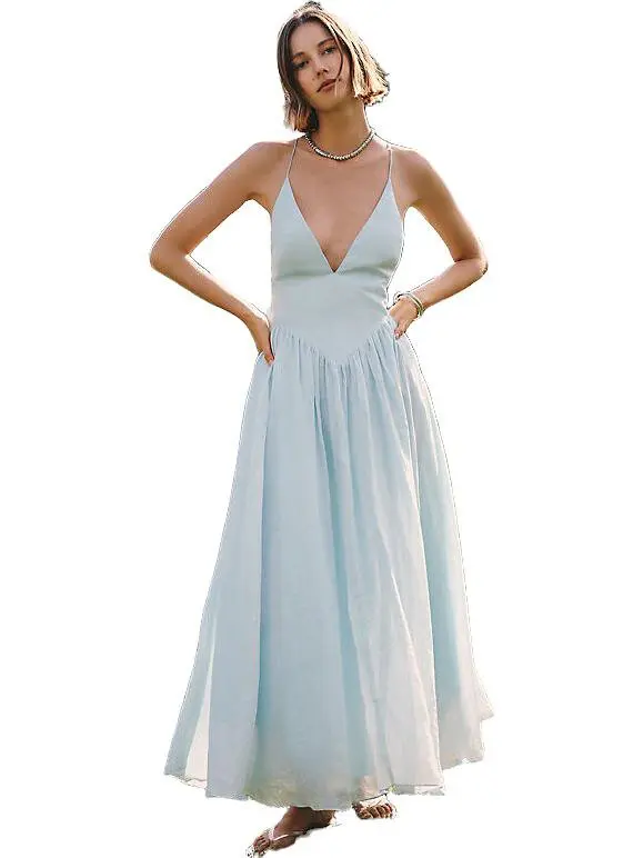 Bardot Arletha Halter-neck Maxi Dress - Soft Blue