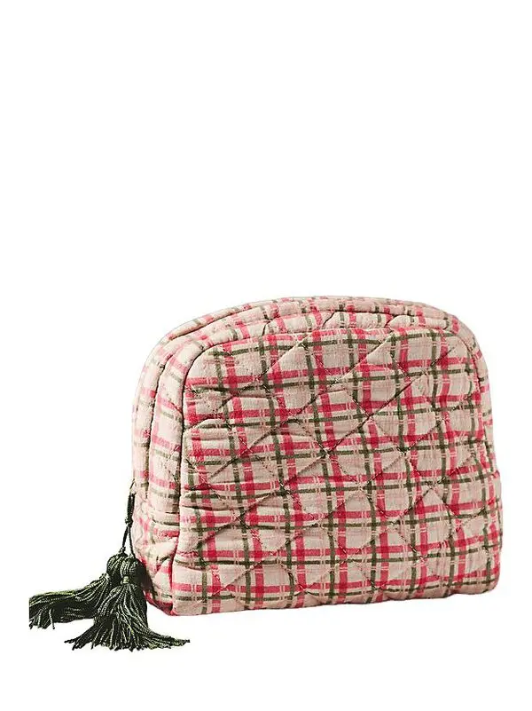 Anthropologie Half Moon Printed Cosmetic Bag - Pink Motif