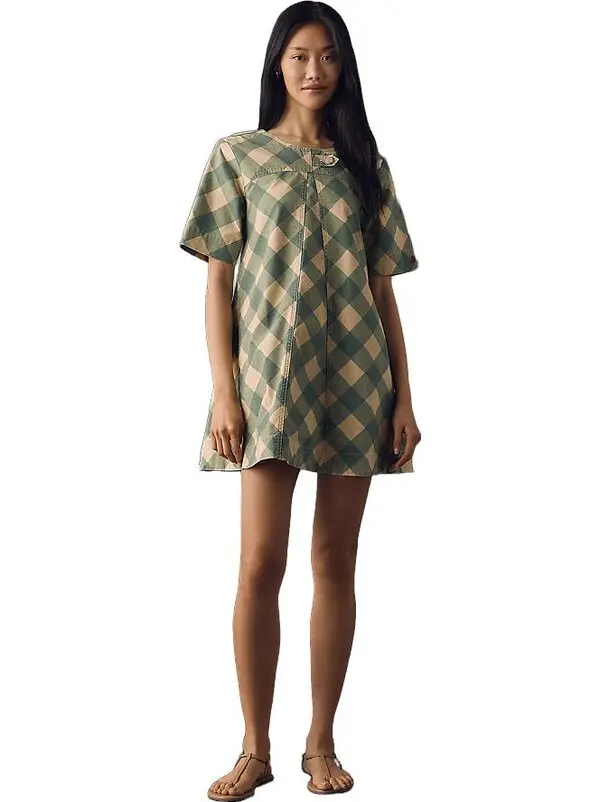 DAMSON MADDER Bridget Organic Cotton Mini Dress - Green