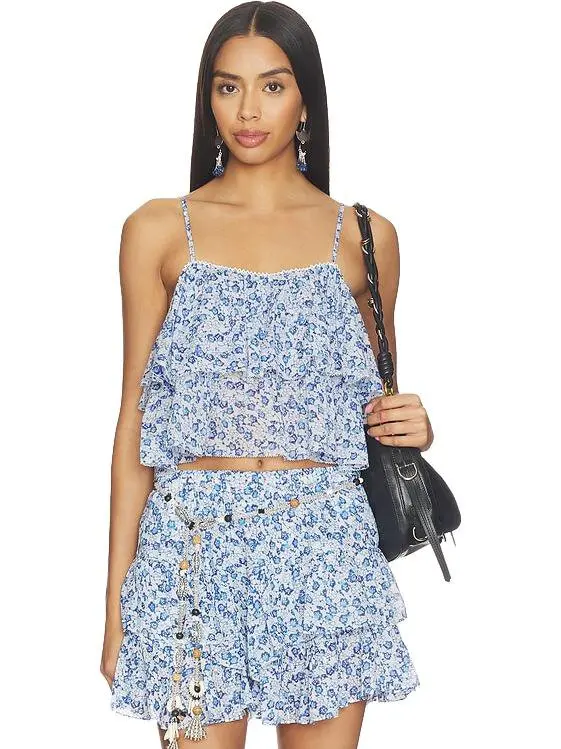 Isabel Marant Étoile Erisa Ruffled Floral Print Top - Blue