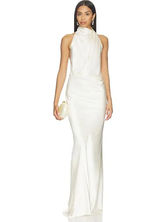 THE SEI Halter Draped Gown - Cream