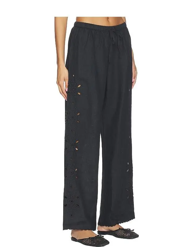 Rails Mirina Eyelet Linen Pant - Black