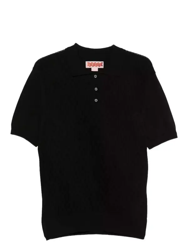 BARACUTA Textured Polo Shirt - Black