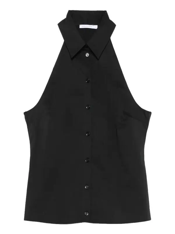Patrizia Pepe Button Halterneck Top - Black