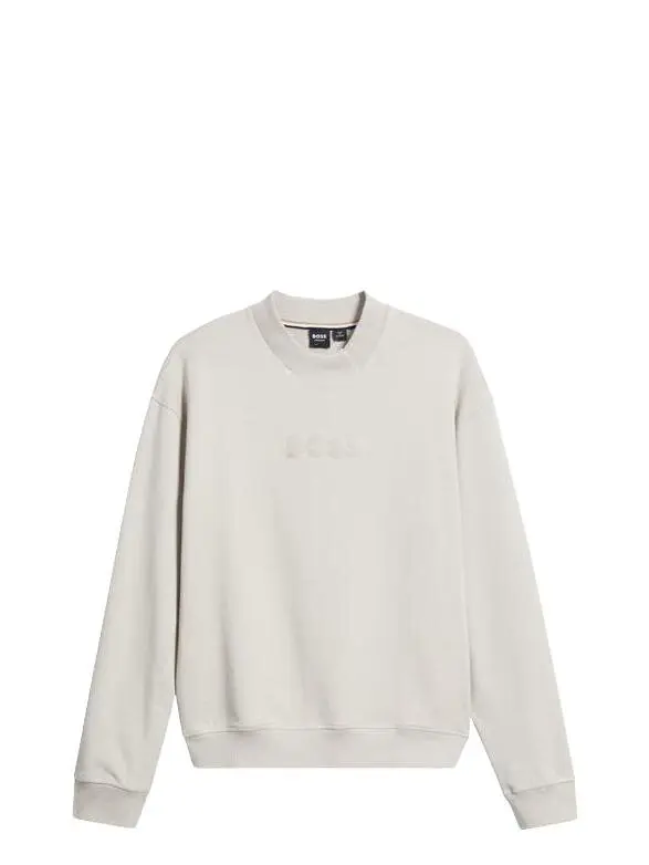 BOSS Cotton French Terry Crewneck Sweatshirt - Open Grey