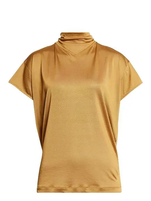 LEMAIRE Scarf Neck Jersey Top - Cinnamon Brown