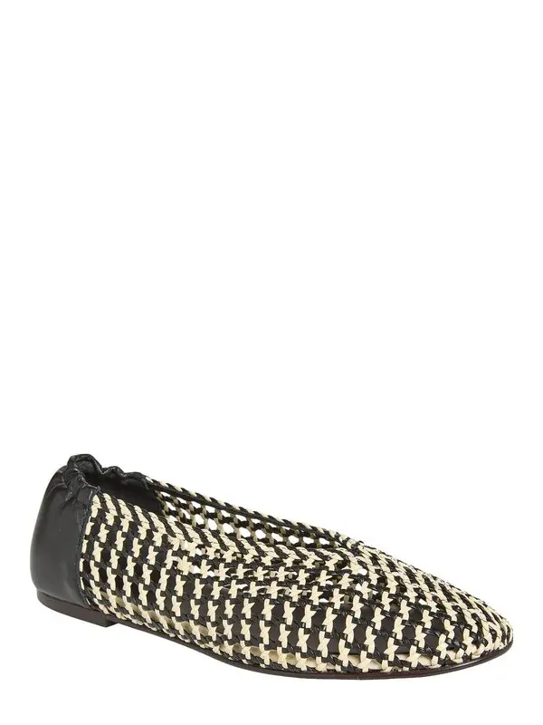 Freda Salvador Woven Ballerina Flat - Vanilla Woven Calf