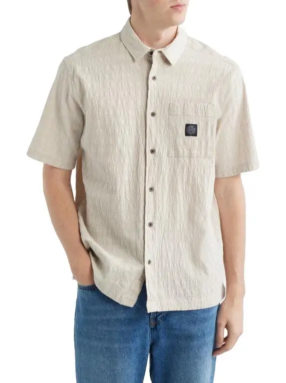 Rip Curl Premium Surf Check Short Sleeve Cotton Seersucker Button-up Shirt - Bone