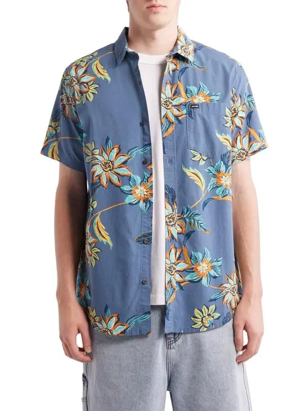 Rip Curl Sessions Short Sleeve Button-up Shirt - Bluefin