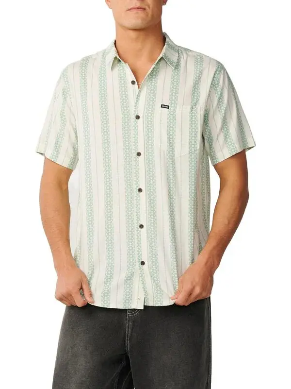 Rip Curl Sessions Short Sleeve Button-up Shirt - Bone/aloe