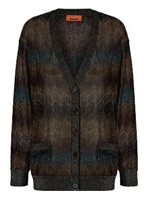 Missoni Oversized Viscose Lamé Cardigan With Snake Motif - Green& Brown
