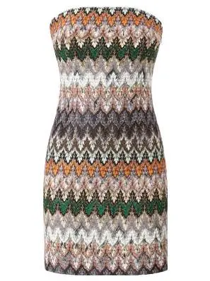 Missoni Viscose & Cotton Lamé Lace Motif Mini Dress - Green& Brown