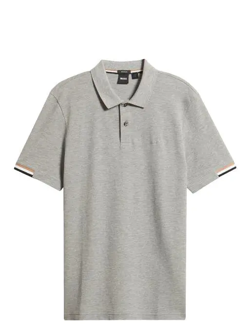 BOSS Parlay Cotton Piqué Polo - Silver