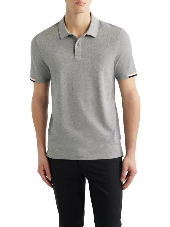 BOSS Parlay Cotton Piqué Polo - Silver