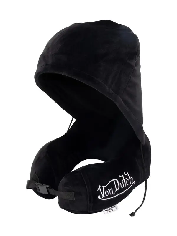 VON DUTCH Eyeconic Hooded Travel Neck Pillow - Black