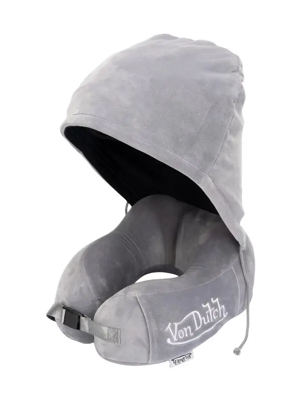 VON DUTCH Eyeconic Hooded Travel Neck Pillow - Gray