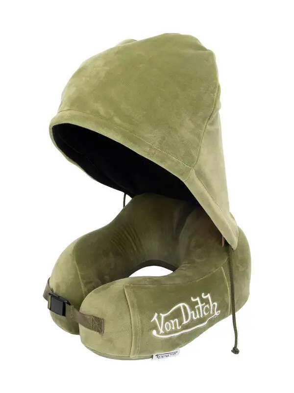 VON DUTCH Eyeconic Hooded Travel Neck Pillow - Green