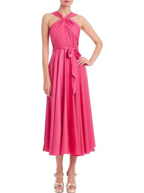 Badgley Mischka Crossover Midi Dress - Magenta
