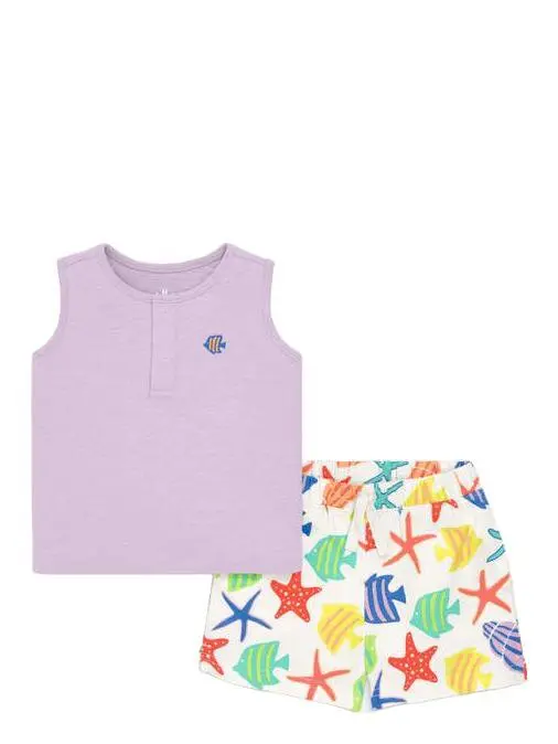 PRIMARY Baby Henley Tank Set - Ivory Under The Sea