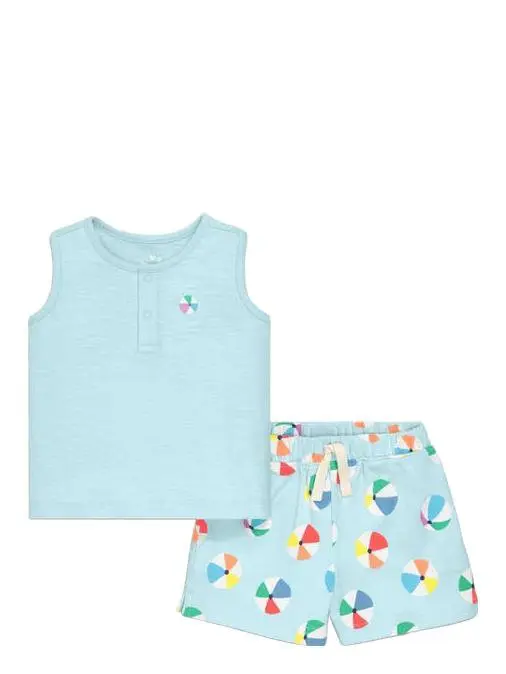 PRIMARY Baby Henley Tank Set - Saltwater Beach Balls