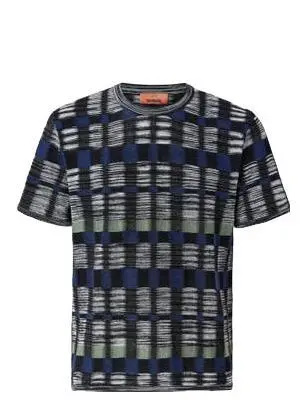 Missoni Crew-neck Cotton And Viscose T-shirt With Check Pattern - Multicoloured