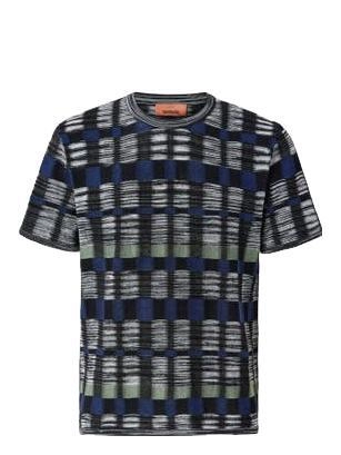 Missoni Crew-neck Cotton And Viscose T-shirt With Check Pattern - Multicoloured