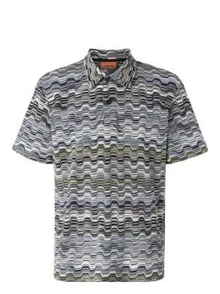 Missoni Cotton Polo Shirt With Raschel Knit And Greek Motif - Green