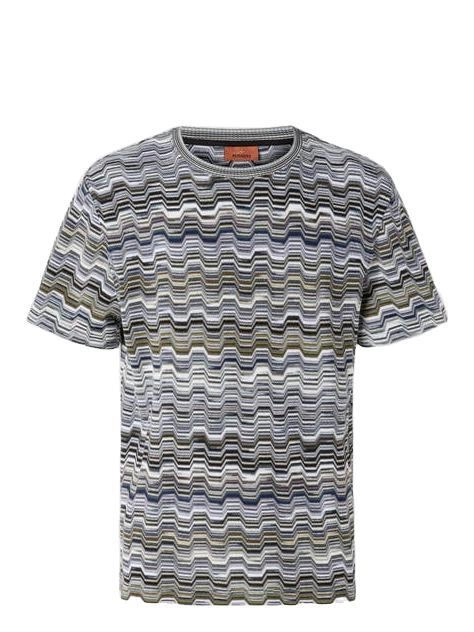 Missoni Crew-neck Cotton T-shirt With Raschel Knit And Greek Motif - Beige