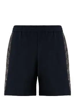 Missoni Cotton Fleece Shorts With Zigzag Insert - Beige& White