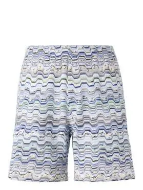 Missoni Cotton Shorts With Raschel Knit And Greek Motif - Beige& White