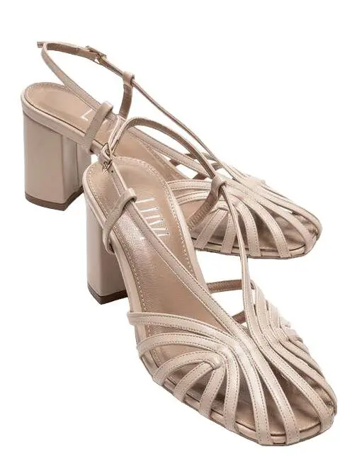 PROLOGUE SHOES Wilda Block Heel Sandal - Beige