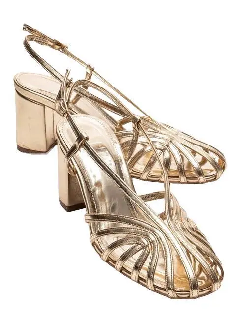 PROLOGUE SHOES Wilda Block Heel Sandal - Gold