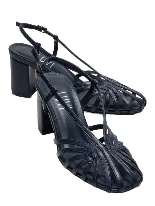 PROLOGUE SHOES Wilda Block Heel Sandal - Navy