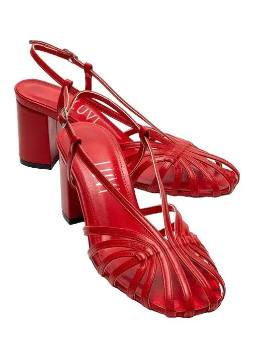 PROLOGUE SHOES Wilda Block Heel Sandal - Red