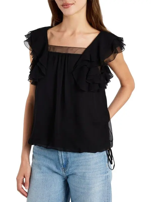 Santorelli Chass Ruffle Blouse - Black