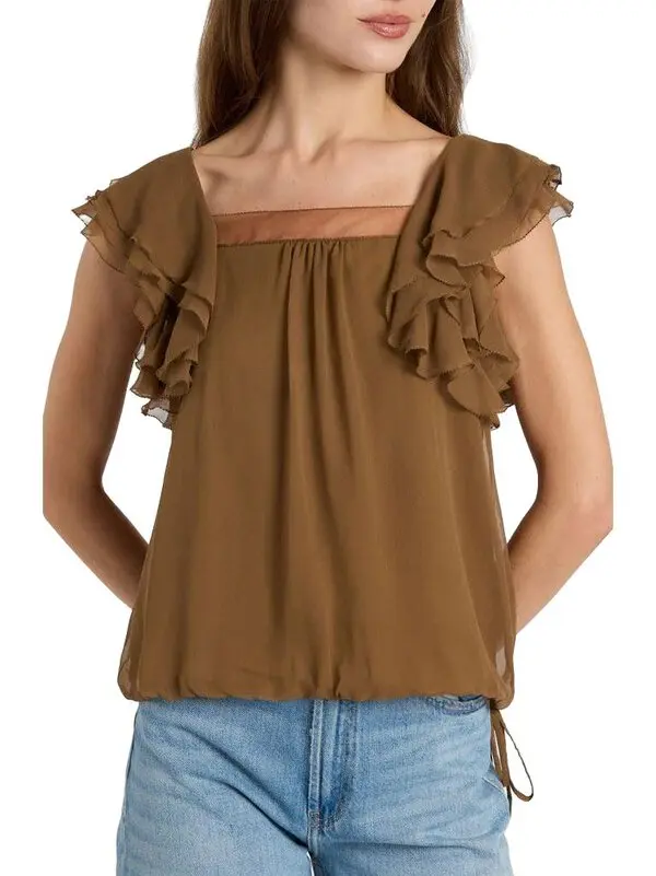 Santorelli Chass Ruffle Blouse - Dark Bronze