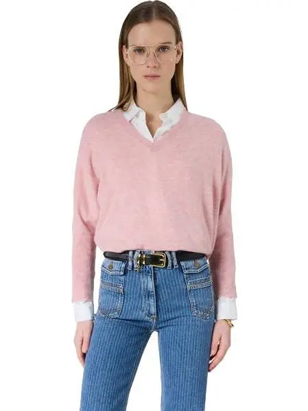 Gerard Darel Lenae V-neck Cashmere Jumper - Pink