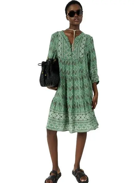 Gerard Darel Rim Geometric Print Knee-length Tunic Dress - Green