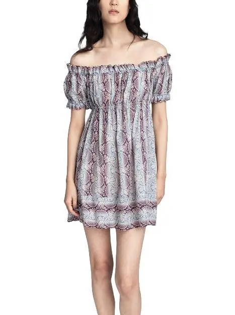 Anna Sui Ombre Ribbons Cotton Mini Dress - Amethyst Multi