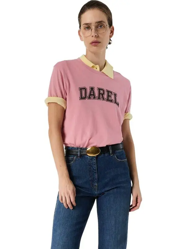 Gerard Darel Melly Retro Logo T-shirt - Light Pink