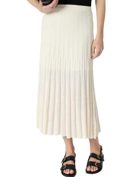 Gerard Darel Jocelyna Ribbed Knit Midi Skirt - Ecru