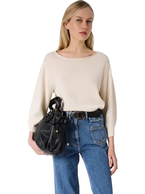 Gerard Darel Liona 3/4 Sleeve Knit Top - Ecru