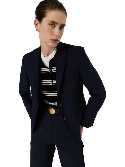Gerard Darel Tayana Single Breasted Tailored Blazer - Navy Blue