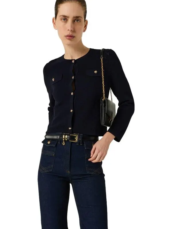 Gerard Darel Lubna Button-front Cardigan - Navy Blue