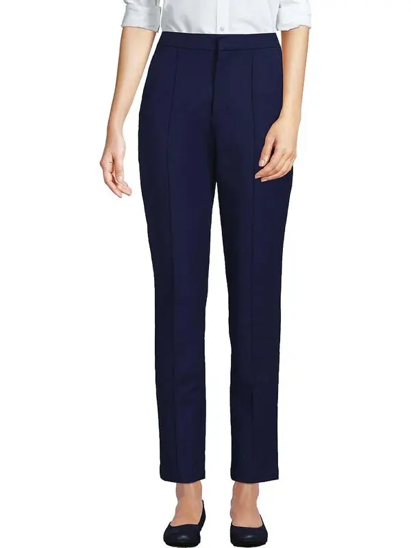 LANDS' END High Rise Bi-stretch Pintuck Ankle Pants - Deep Sea Navy