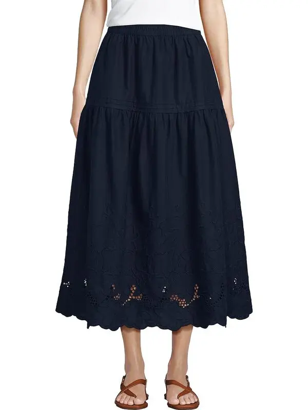LANDS' END Voile Eyelet Maxi Skirt - Radiant Navy