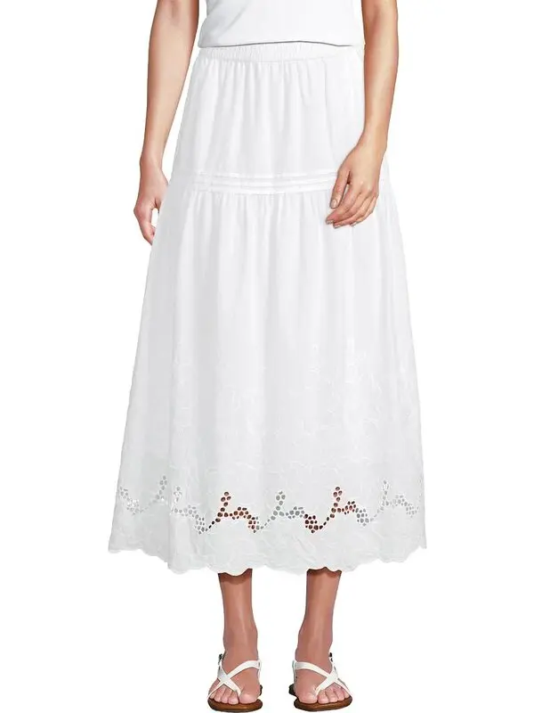 LANDS' END Voile Eyelet Maxi Skirt - White